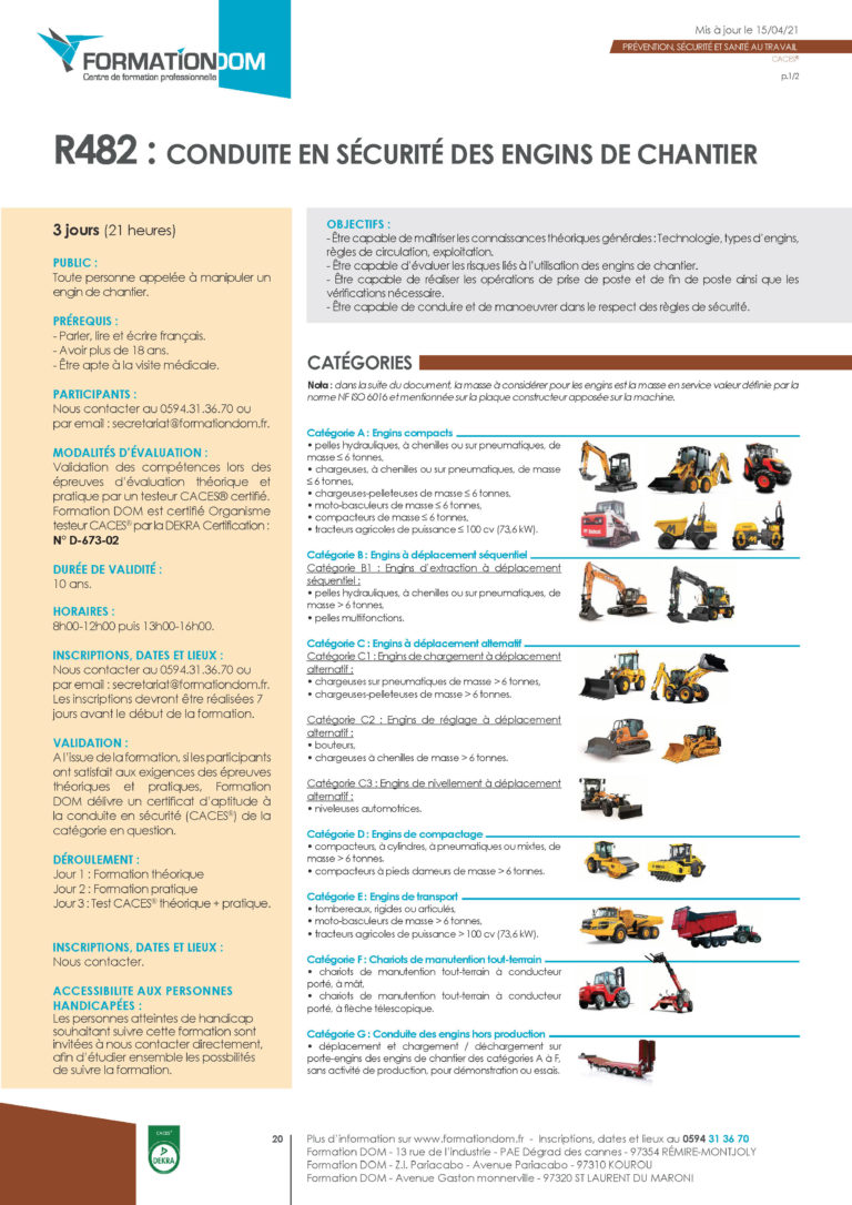 Formationdom | CACES®R482 – Engins de chantier