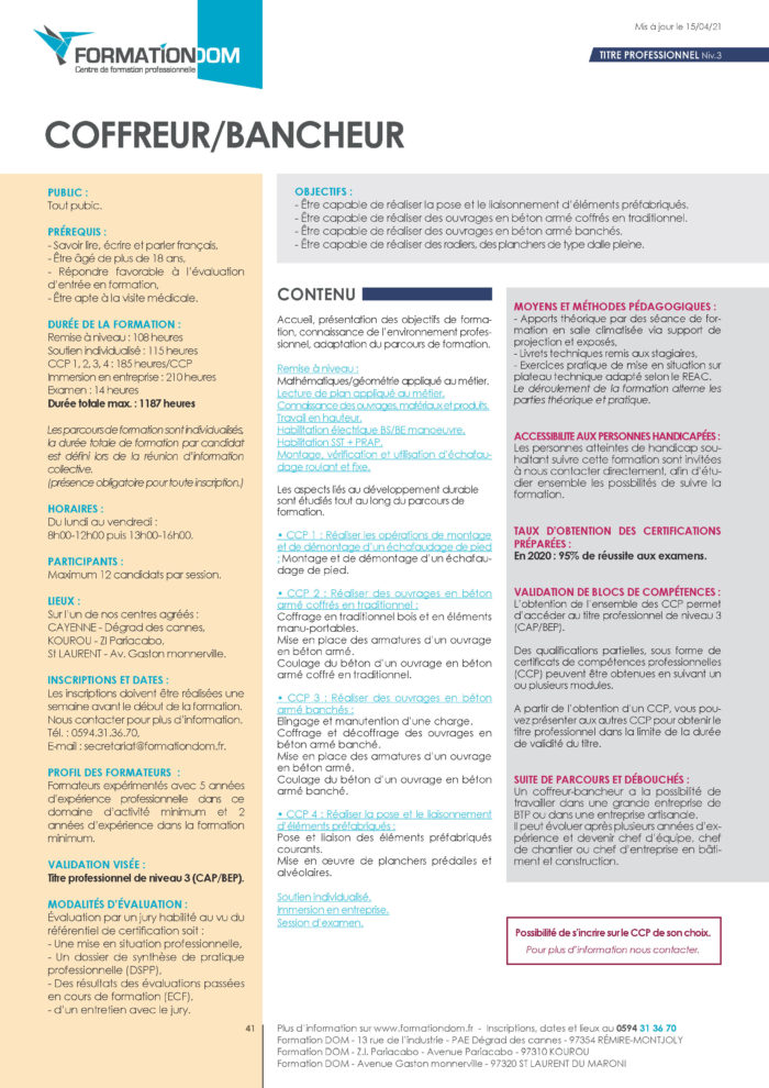 Formationdom | Coffreur-Bancheur